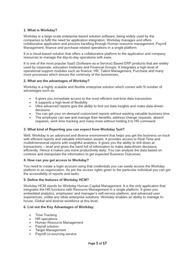 Workday Interview QA | PDF | Cloud Computing | Information Technology