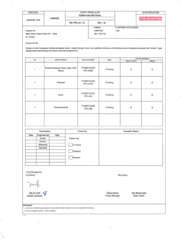 11 Approval Matrial Power Bond | PDF