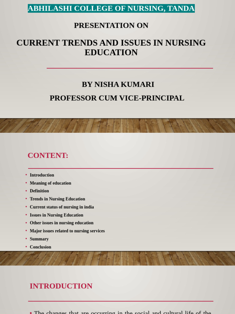 Trends and Issues in Nursing Education | PDF | Nursing | Teachers