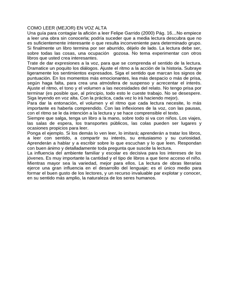 Guía para Leer Mejor en Voz Alta | PDF