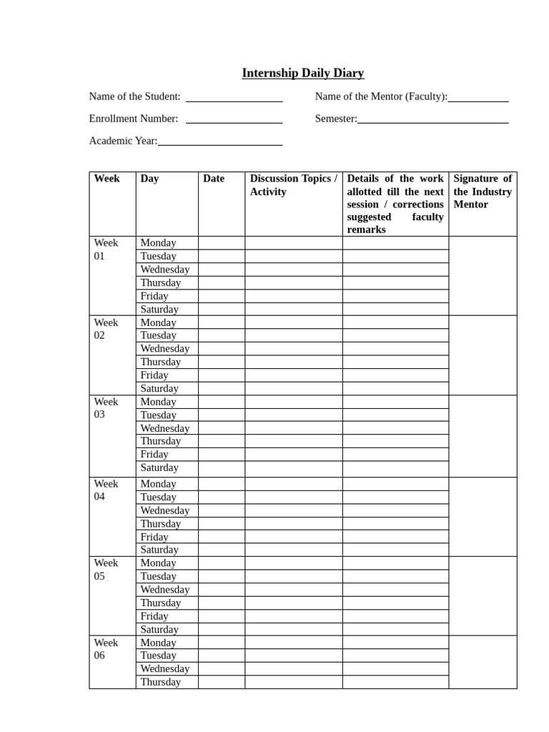Internship Daily Diary | PDF