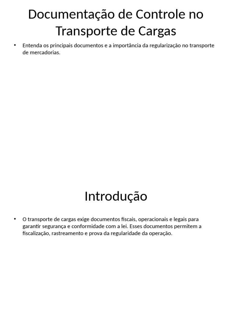 Documentacao Transporte Cargas | PDF | Seguro | Transporte