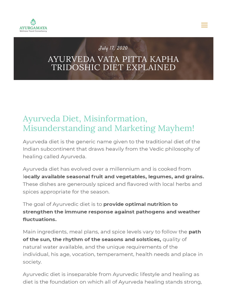Ayurveda Diet | PDF | Ayurveda | Indian Cuisine