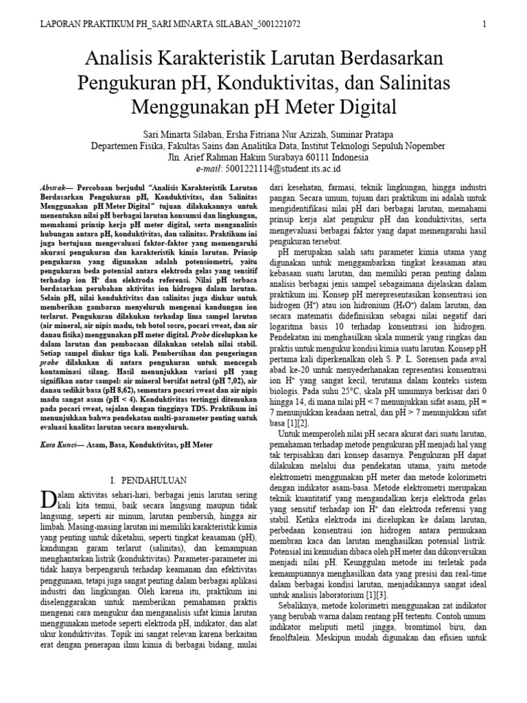 Sari Minarta Silaban_5001221072_LAPRES pH_E4 | PDF