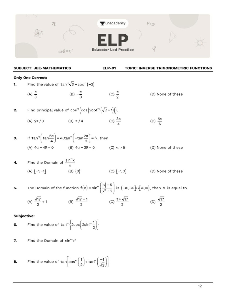 Inverse Trigonometric Functions | PDF