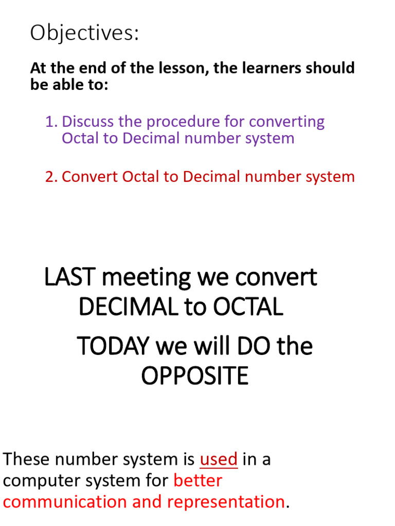 Q3 W2 Second Lesson-Octal To Decimal Conversion | PDF