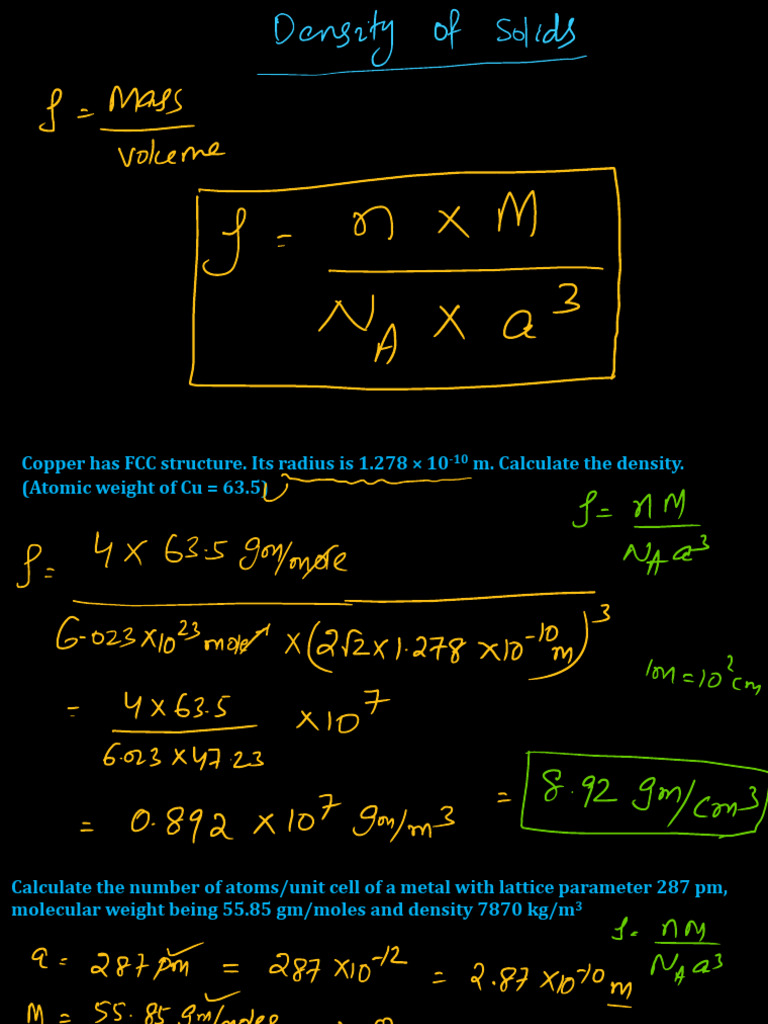 Crystal Structures Numericals | PDF