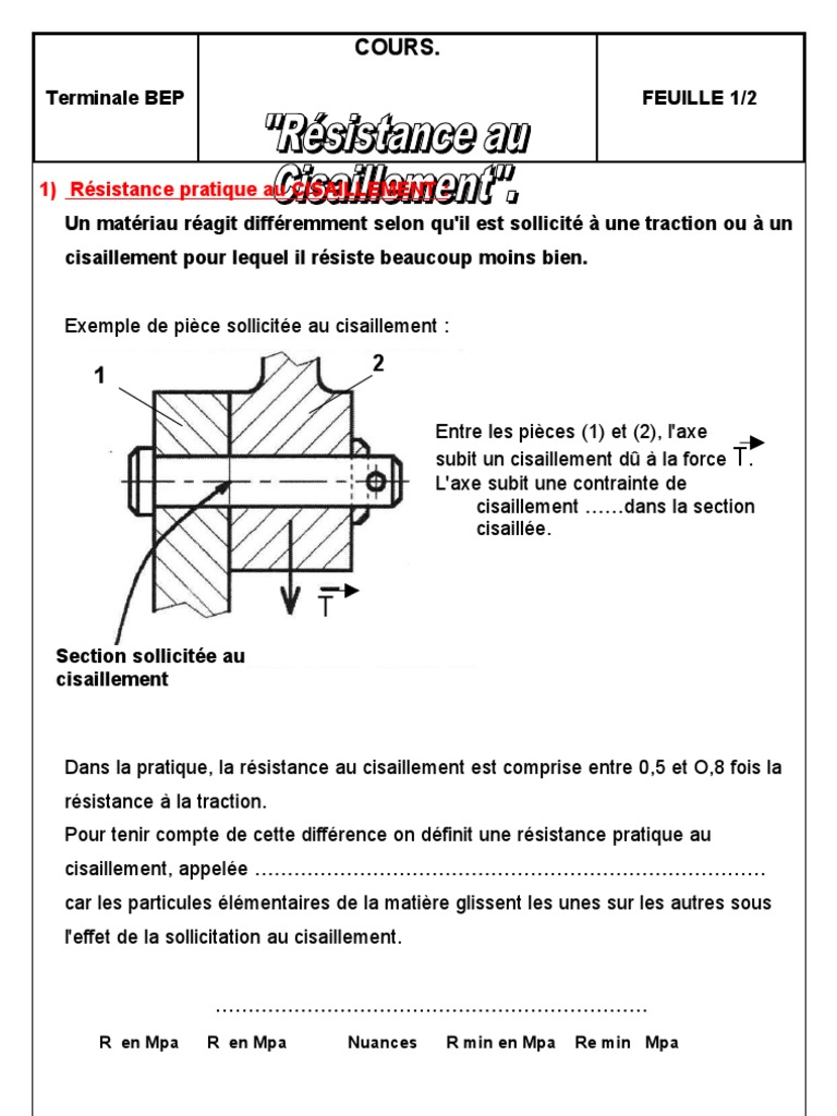 Cours RDM Cisaillement | PDF