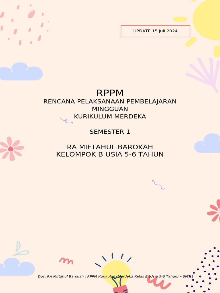 RPPM Kurikulum Merdeka Kelas B 5-6 Tahun | PDF