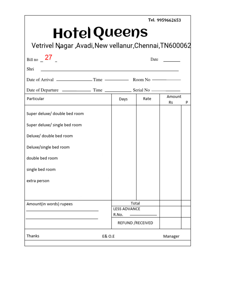Hotel Bill | PDF