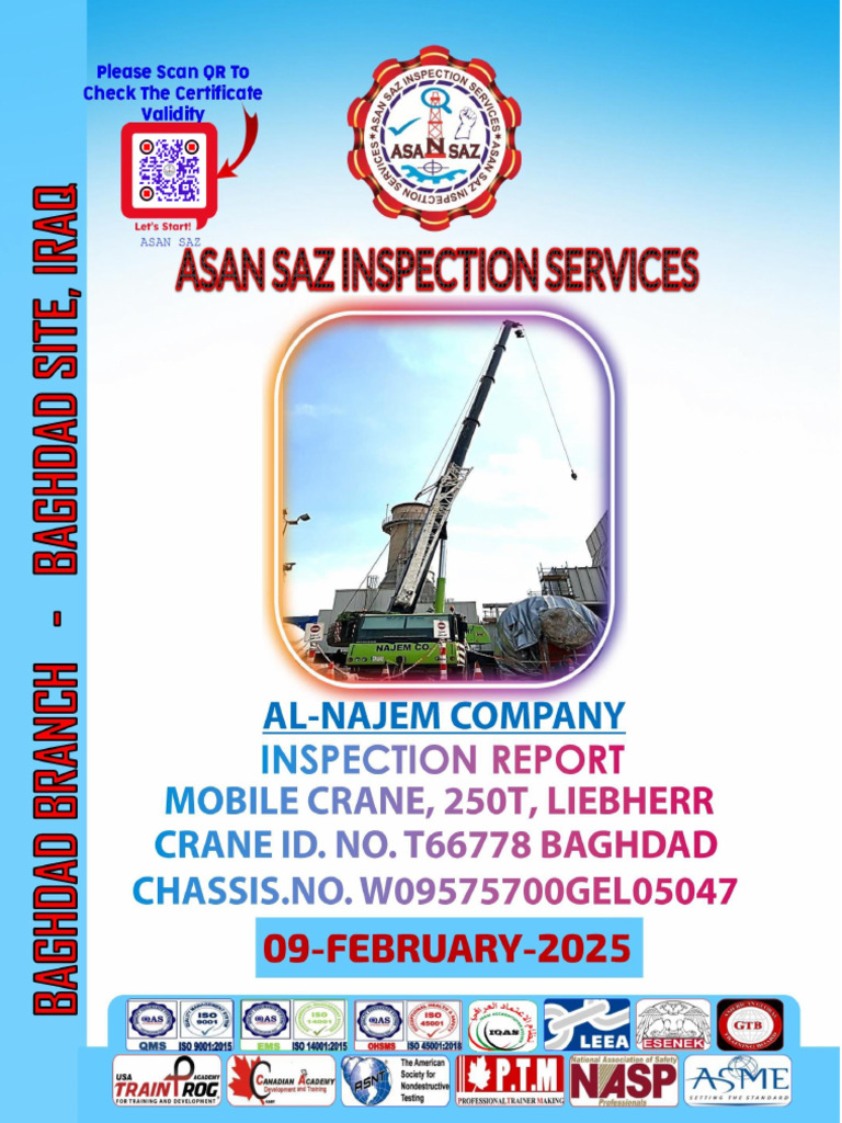 Crane Cert 250t (Liebherr, t66778 Baghdad), 09-02-2024) | PDF