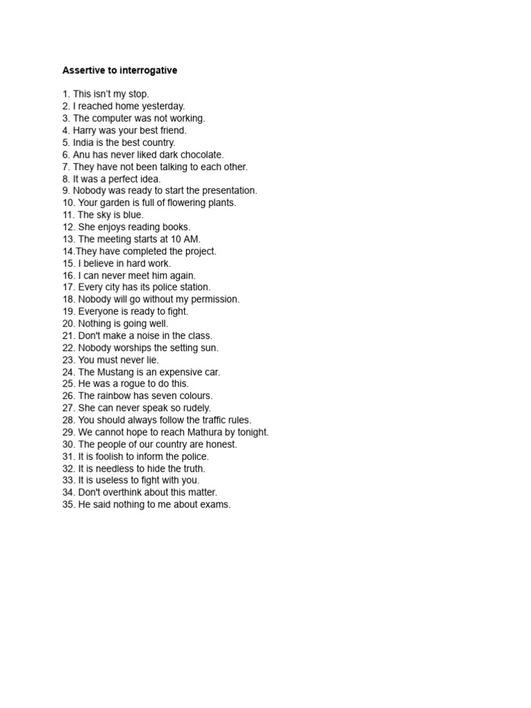 Assertive To Interrogative | PDF