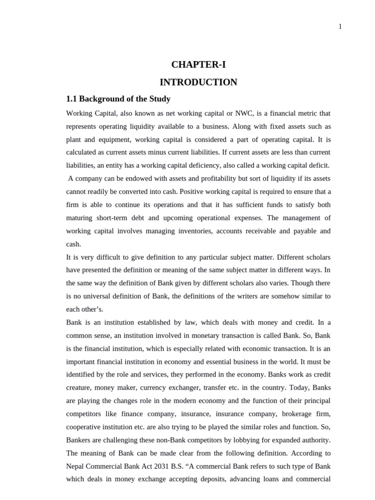 Working Capital (1) Final | PDF | Working Capital | Banks