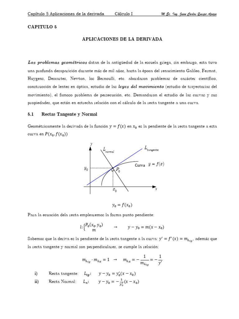 Capitulo 5 Aplicaciones de La Derivada (I-2025) | PDF | Derivado | Pendiente
