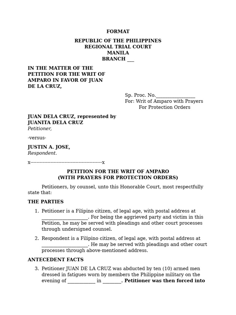 Petition for Writ of Amparo in Philippines | PDF | Public Law | Justice