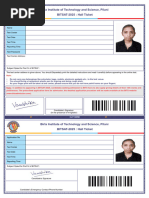 BITSAT-2024 Hall Ticket Instructions | PDF