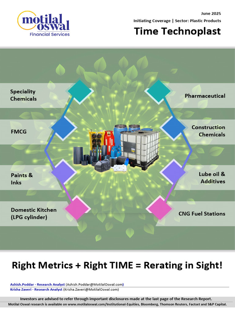 Time Technoplast 09062025 Moti | PDF | Price–Earnings Ratio | Valuation ...
