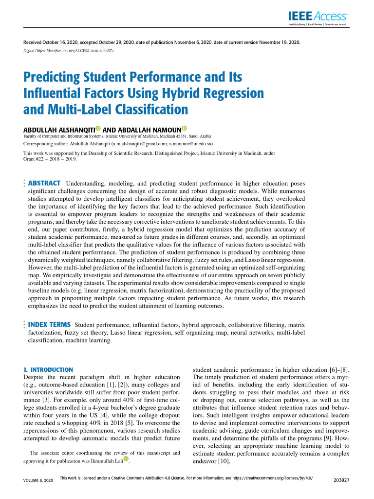 Predicting Student Performance and Its Influential Factors Using | PDF | Support Vector Machine ...
