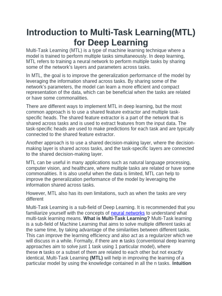 Introduction To Multitasking Notes Unit-5 | PDF | Deep Learning | Cognition