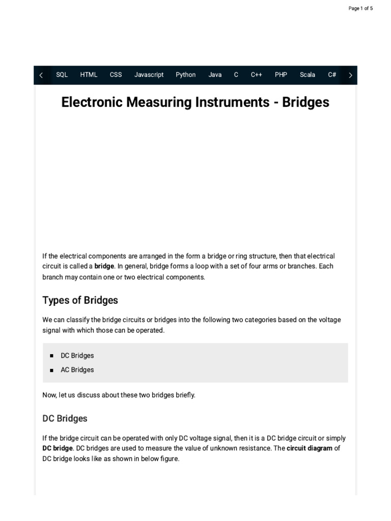 Electronic Measuring Instruments - Bridges | PDF | Electrical Impedance ...