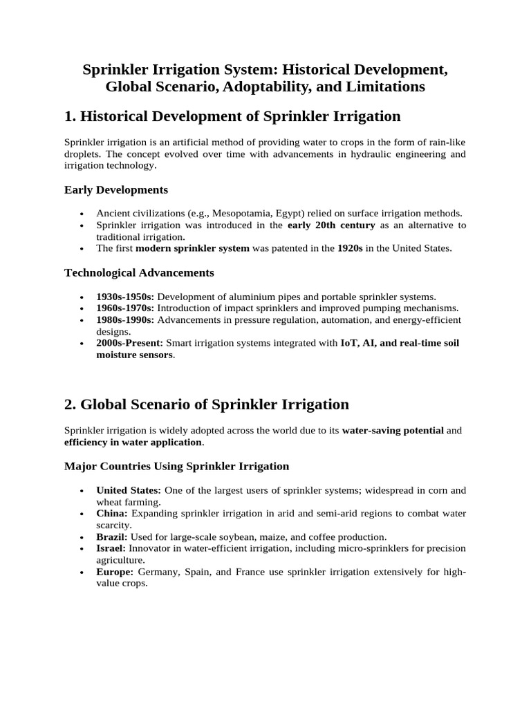 Sprinkler Irrigation System | PDF | Irrigation | Agriculture