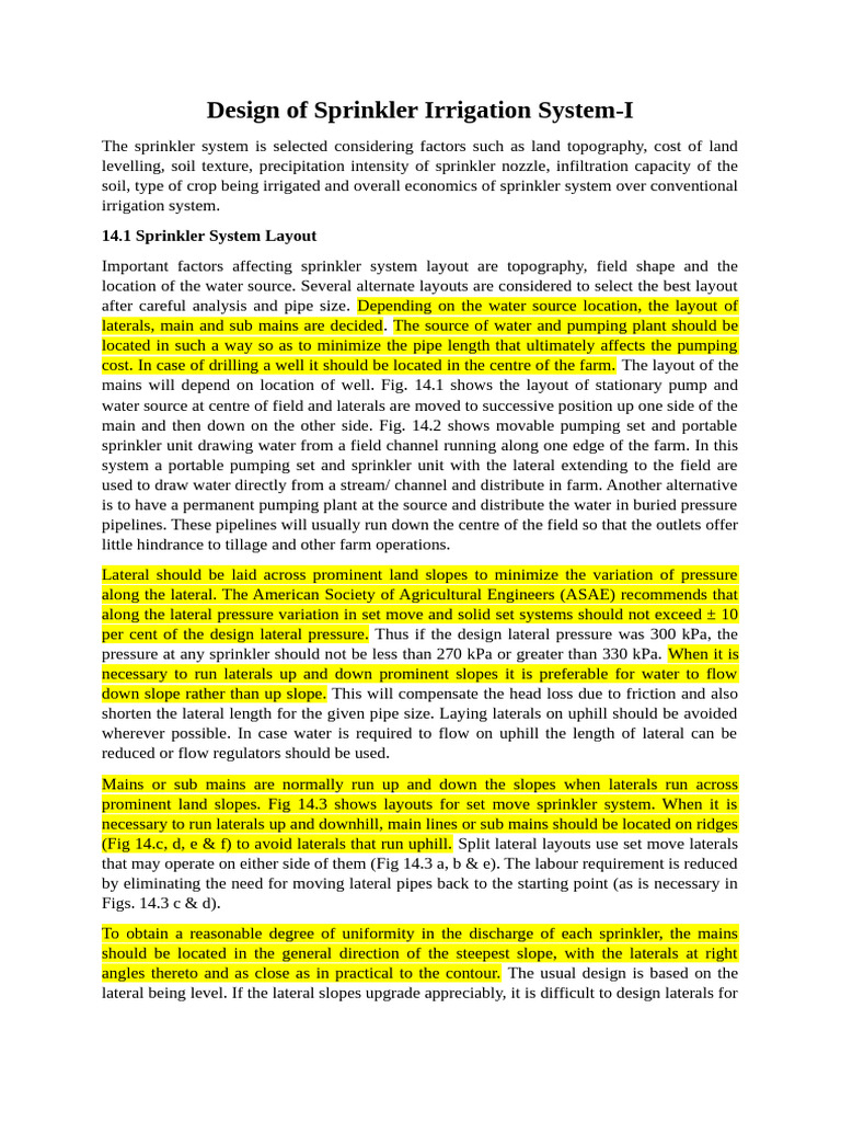 Sprinkler Irrigation System Design Guide | PDF | Irrigation ...