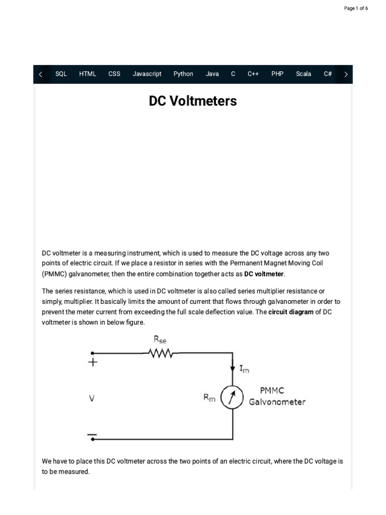 DC Voltmeters - Electronic Measuring Instruments | PDF | Voltage | Electricity