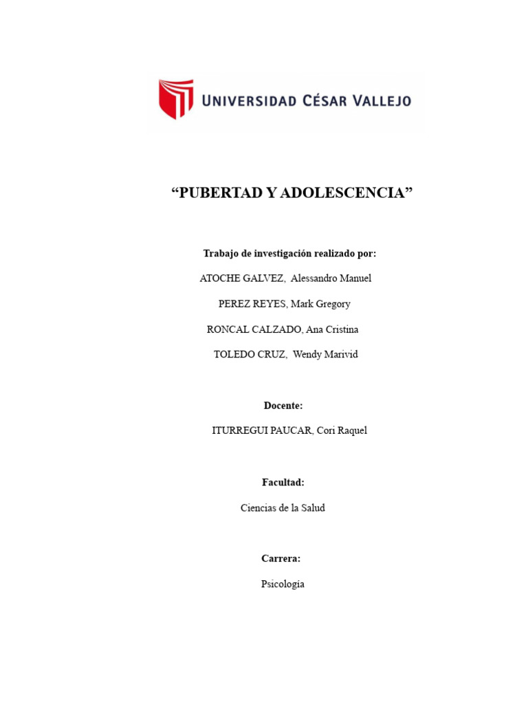 Informe | PDF | Pubertad | Adolescencia