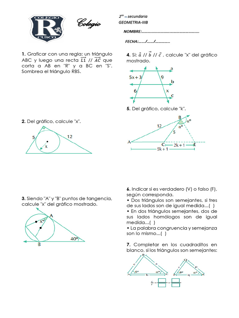Evaluacion Iiib Geometria 2do 2024 | PDF