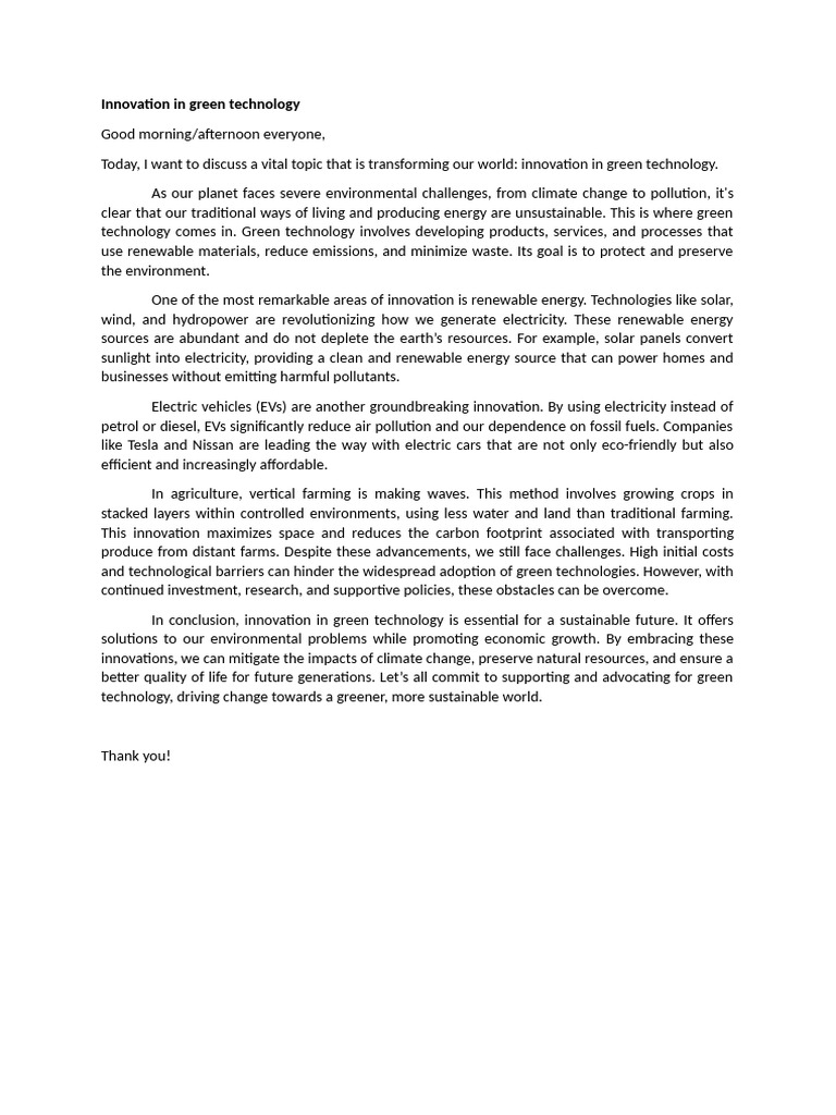 3 Minutes Public Speaking Text | PDF | Environmental Technology ...