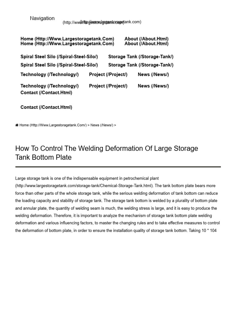 Control Welding Deformation in Storage Tanks | PDF | Welding | Construction