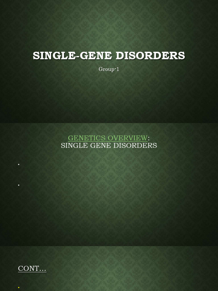 Overview of Single Gene Disorders | PDF | Genetic Disorder | Muscular ...