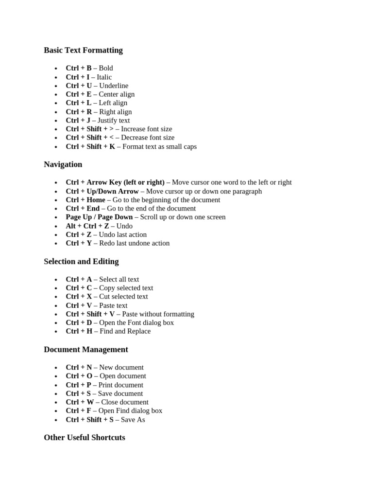 Shortcuts of Comp | PDF