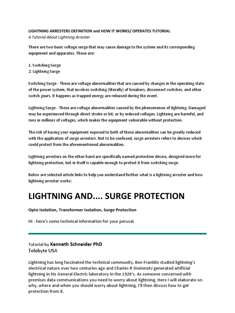 Lightning Arresters Definition and How It Works | PDF | Electric Power ...