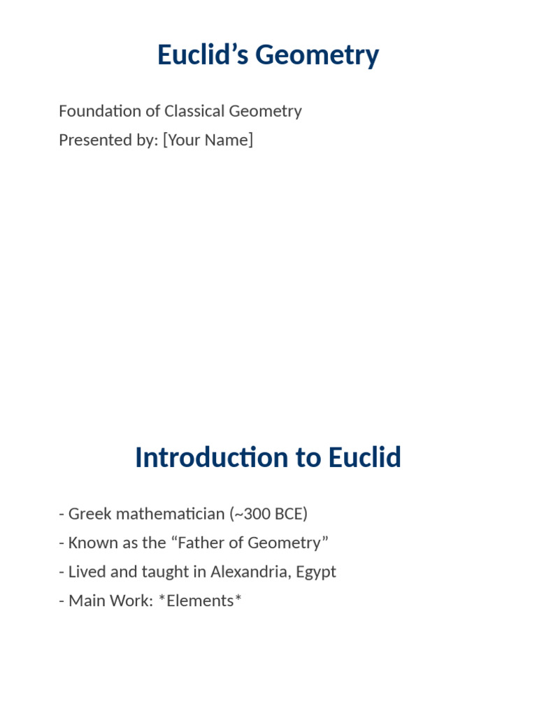 Euclids Geometry Presentation Styled | PDF