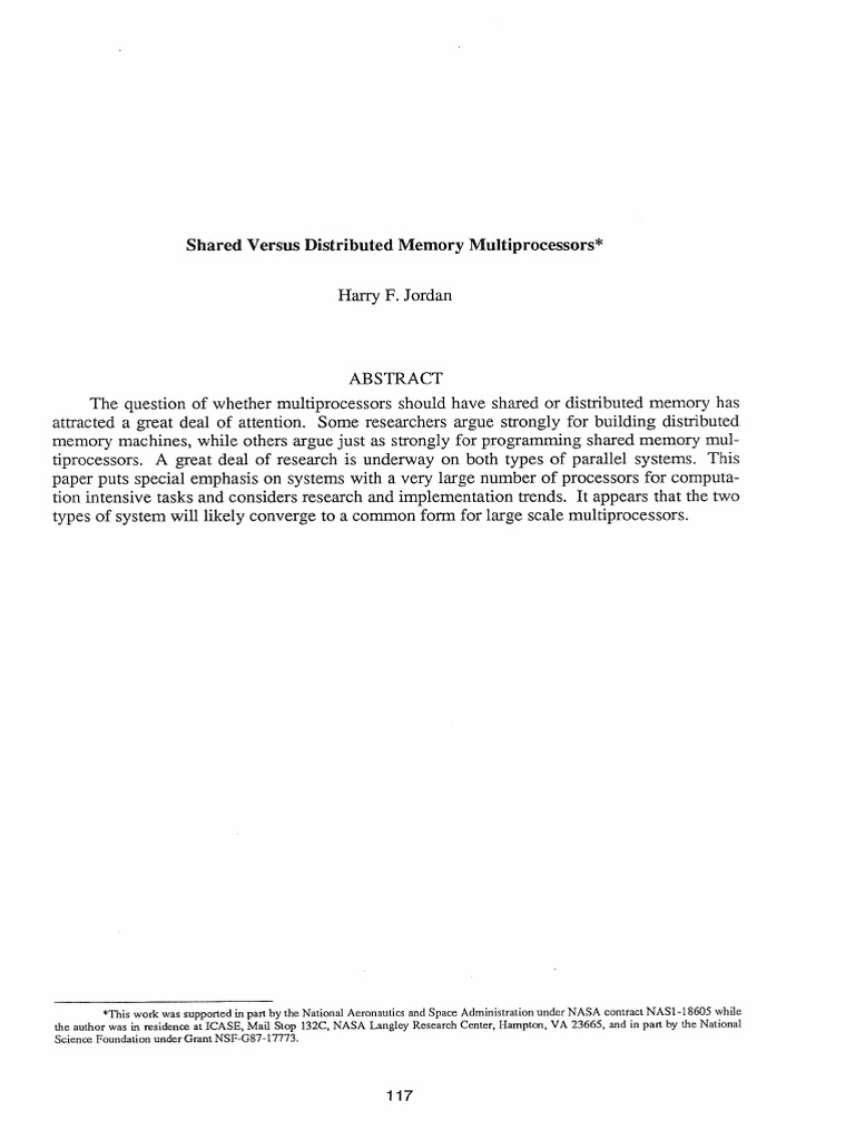 Shared Versus Distributed Memory Multiprocessors | PDF