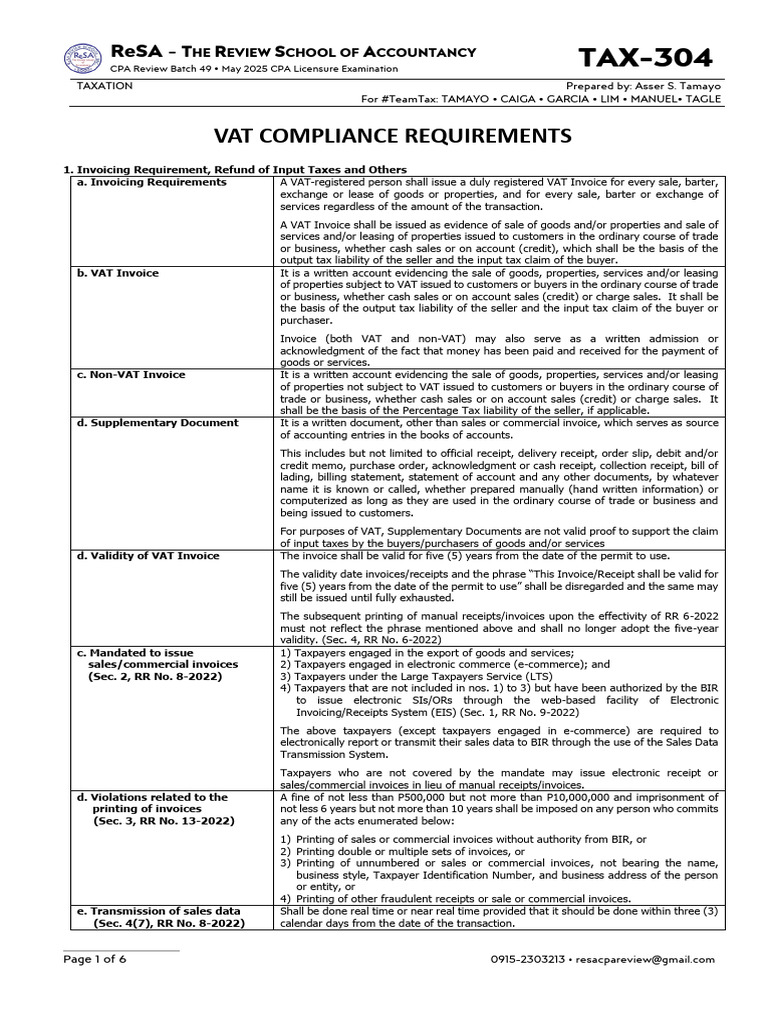 VAT Compliance Requirements Guide | PDF | Value Added Tax | Invoice