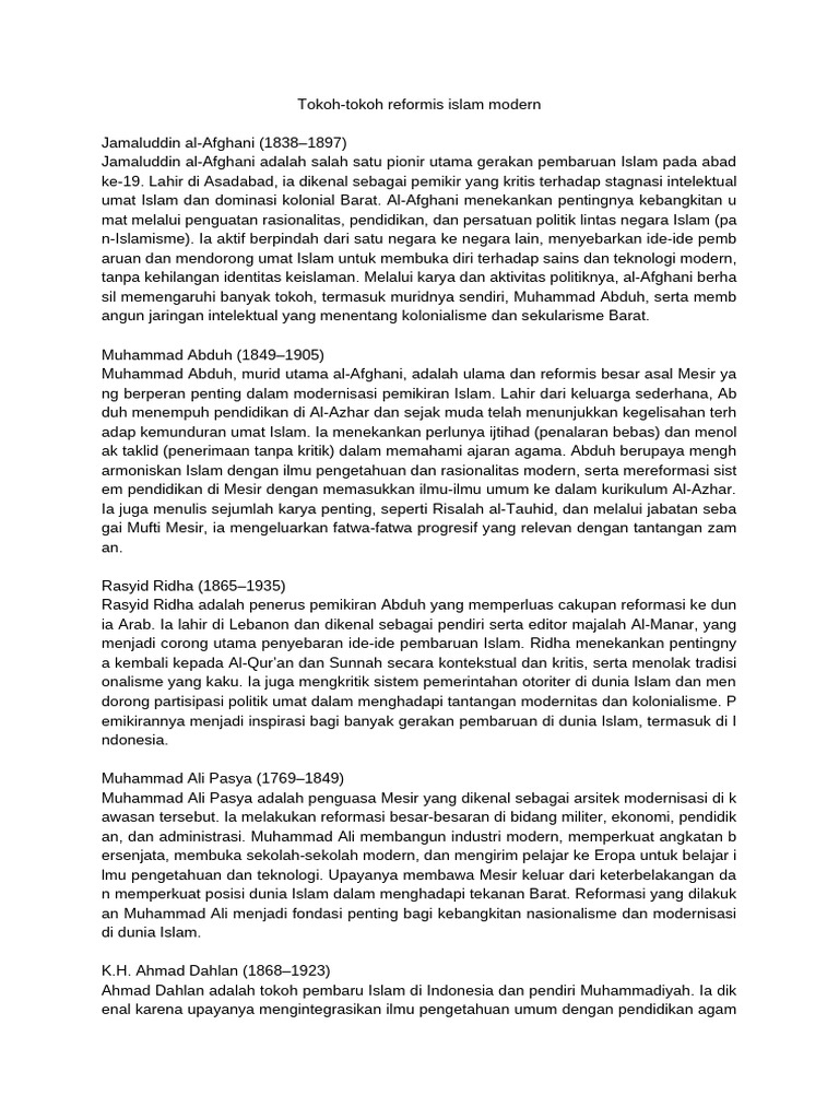 Tokoh-Tokoh Reformis Islam Modern | PDF