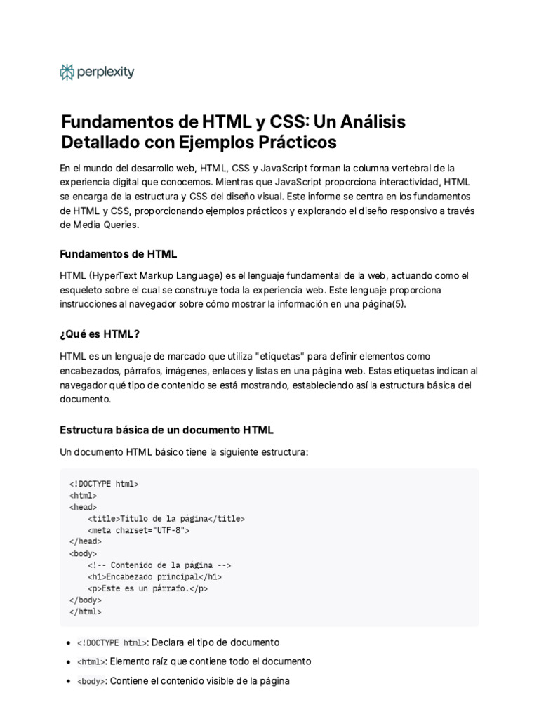 Fundamentos de HTML y CSS - Un Análisis Detallado C | PDF | HTML | Desarrollo web