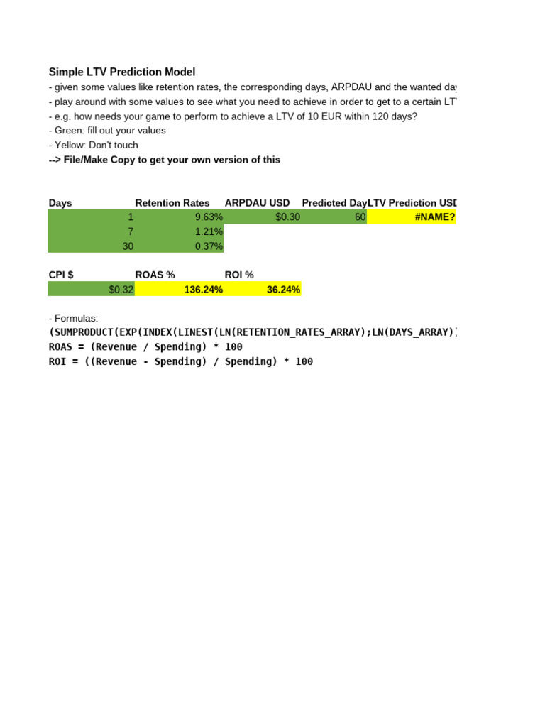 LTV Prediction Model Excel | PDF