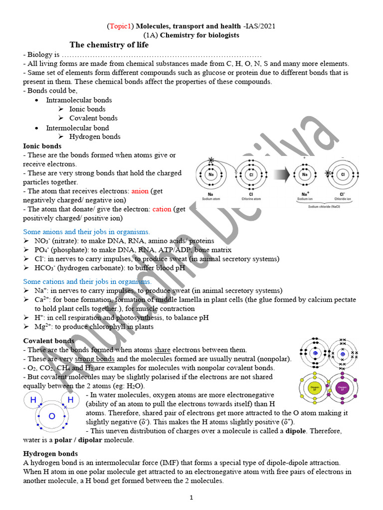 As Bio-Chemistry For Biologists - Note1-2021 New | PDF | Chemical ...