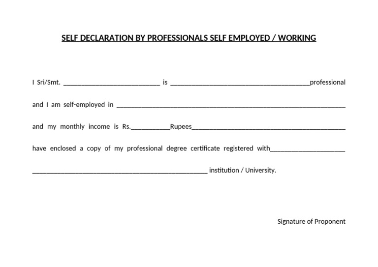 Self Declaration by Professionals | PDF