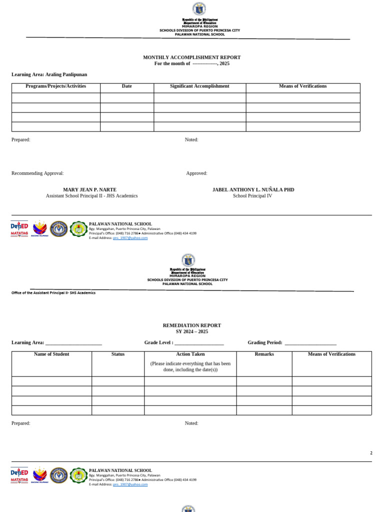 New - Template Accomplishment-Report 2025 | PDF | Government Related ...