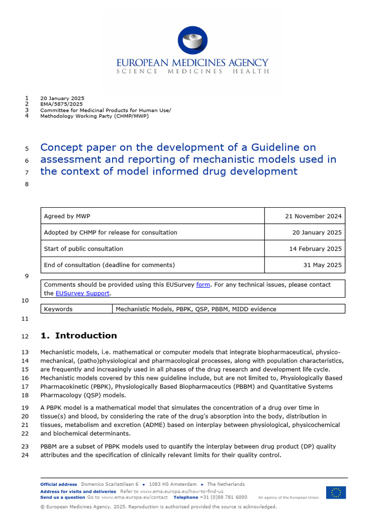 Guideline for Mechanistic Models in Drug Development | PDF | Medicine ...