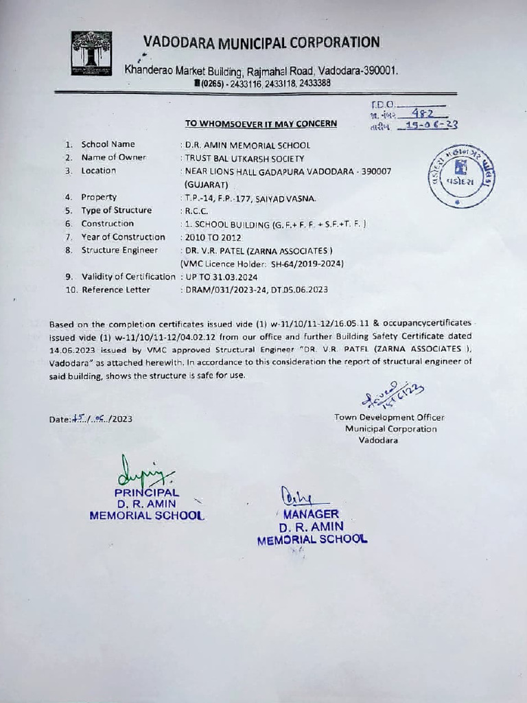 Building Safety Certificate for School | PDF