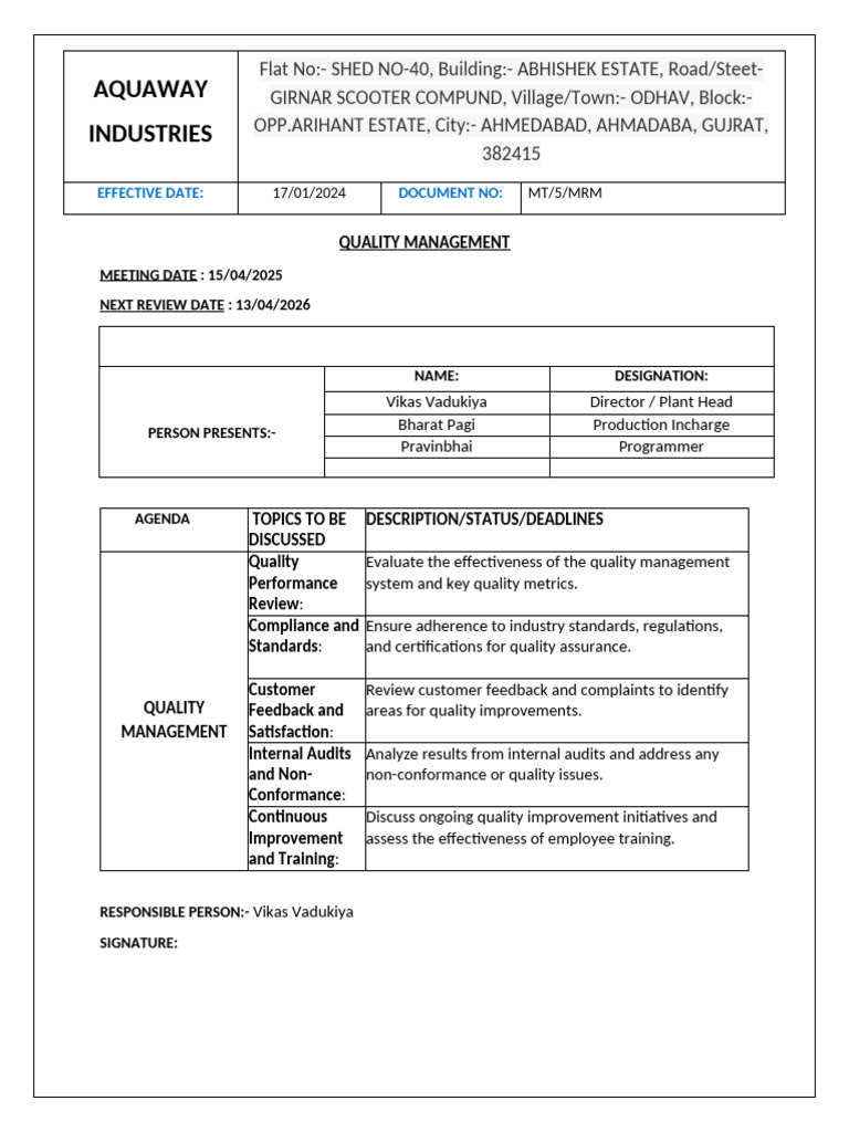 5.6 MRM For Quality Management | PDF