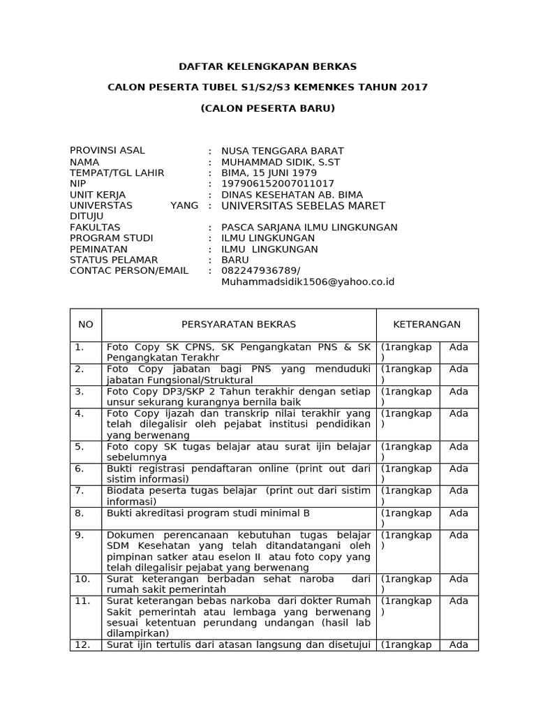 Daftar Kelengkapan Berkas | PDF