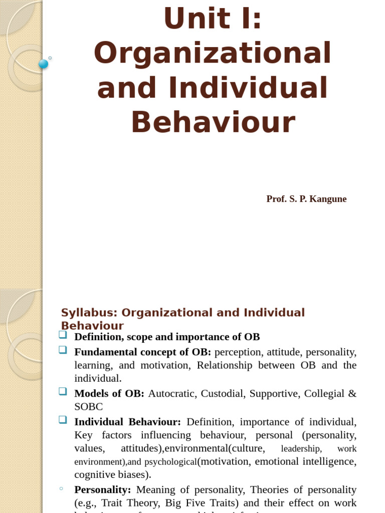 Organizational Behavior - Introduction | PDF | Classical Conditioning | Extraversion And ...