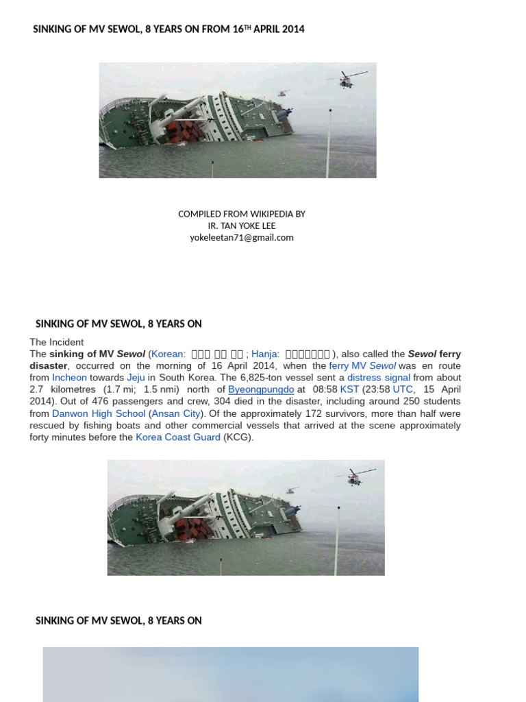 Sinking of Sewol | PDF | Water Transport | Ships
