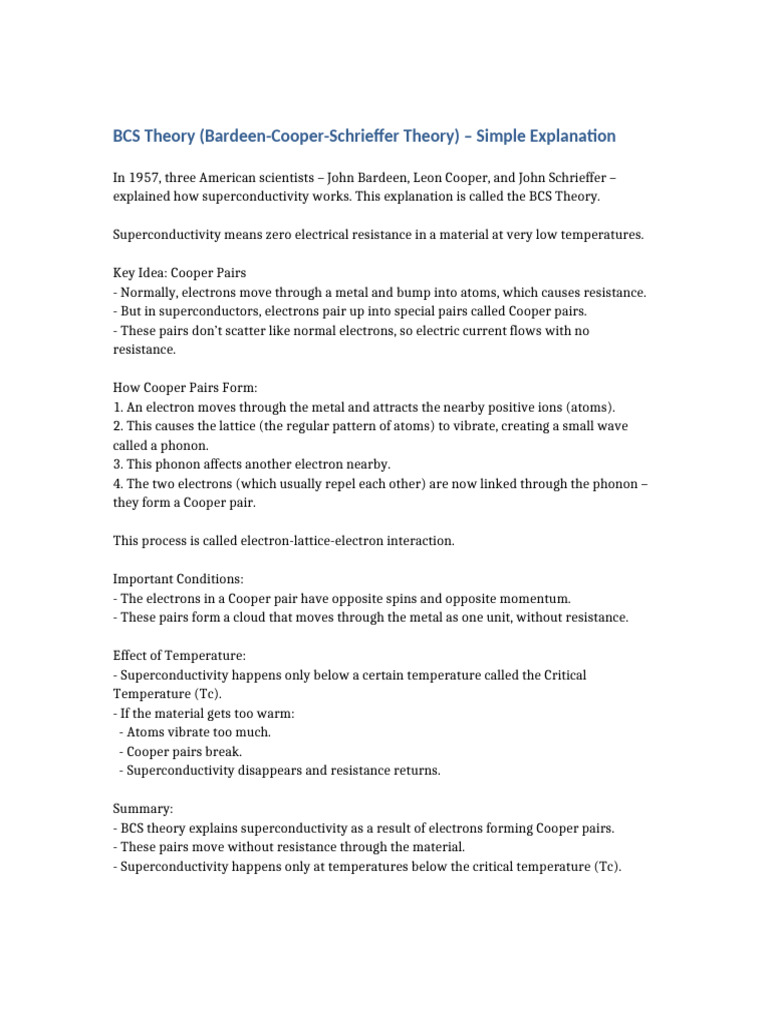 Simple BCS Theory of Superconductivity | PDF
